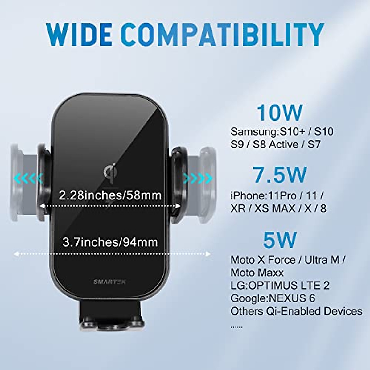 Wireless Car Charger, 15W Fast Charging Auto Clamping Car Charger Phone Mount Phone Holder, 360° Car Phone Holder Stand, Car Phone Holder Mount for All Phone