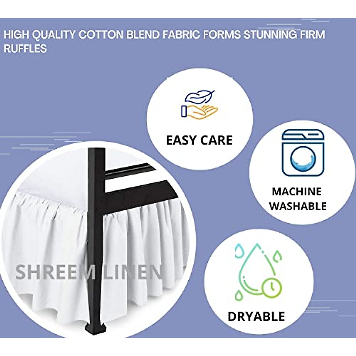 Ruffled Bed Skirt with Split Corners - White, King BedSkirt, Gathered Style Easy Fit up to 16 Inch Drop, with Platform Three Sided Coverage Dust Ruffle Bed Skirts (White King)