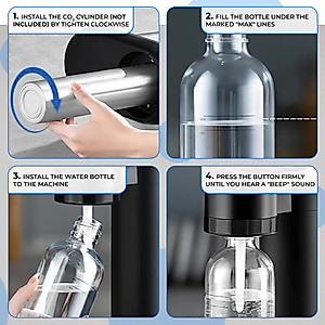 Peak Bliss Original Soda Maker (Matte Black): Carbonate Drink (1L PET Bottle Included), Create Sparkling, Seltzer & Fizzy Water, Compatible with Any Screw-In 60L CO2 Carbonator (Not Included)
