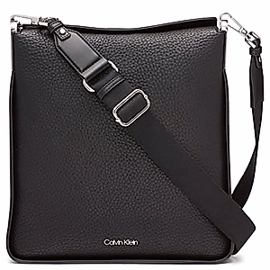 Calvin Klein Fay North/South Large Crossbody, Black/Silver,One Size
