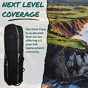 CaddyDaddy New First Class Premium Padded Golf Club Travel Cover with Wheels - Heavy Duty Golf Travel Bag for Airlines (Black), Black, L