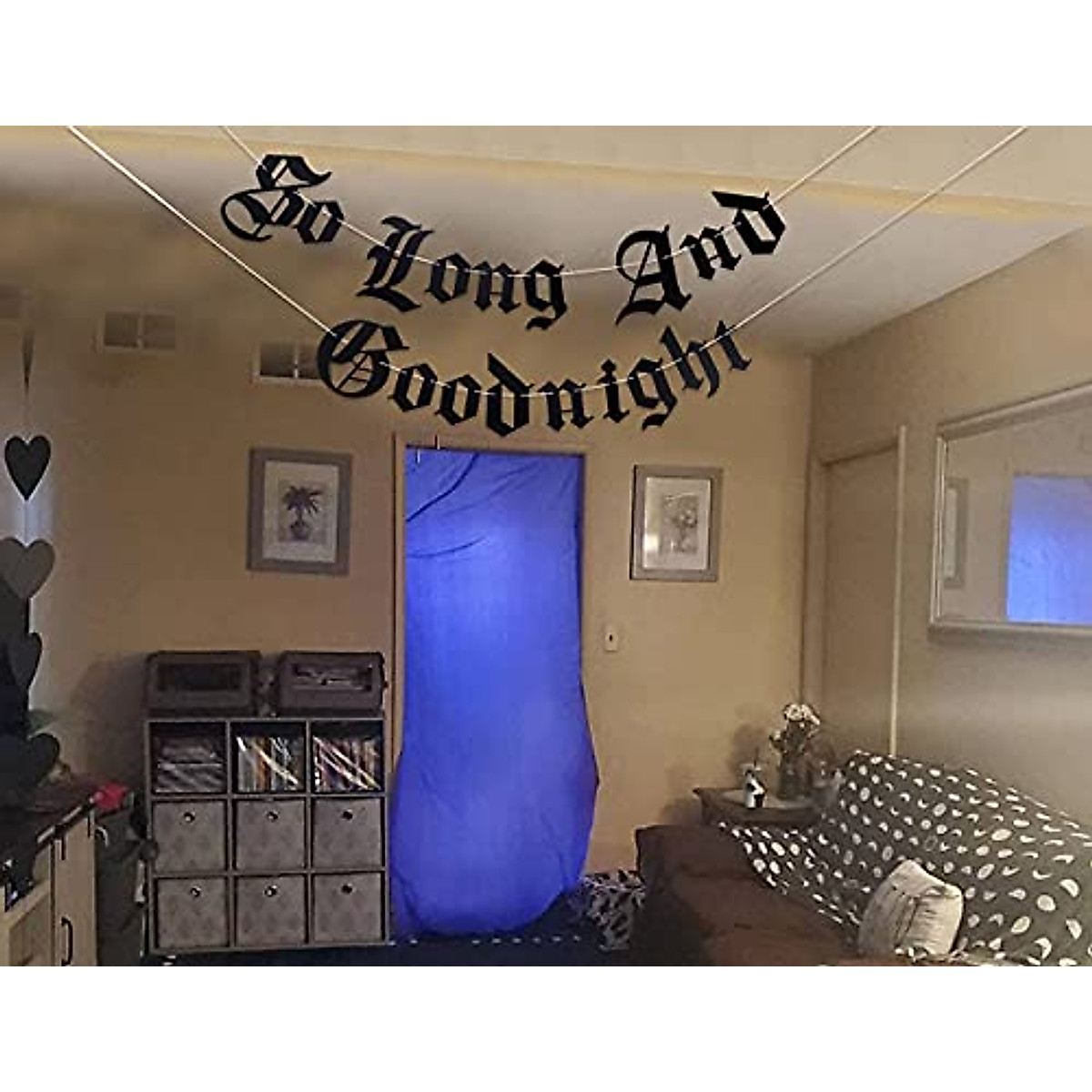 Gothic Letter So Long And Goodnight Banner - Funeral 30th Birthday Banner - Emo 30th Birthday Party Decoration (GOODNIGHT)