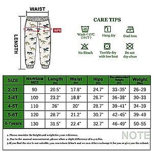 WAWSAM Dinosaur Boy Pants - Dino Jogger Sweatpants Cotton Pull on Pants for Toddler Boys Dinosaur Jogger Athletic Trousers Gray Loose Baby Elastic Waist Bottoms