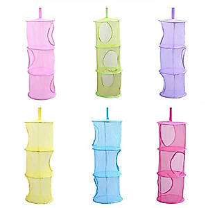 Zerodeko Hanging Mesh Space Saver Bags: Mesh Underwear Drying Bag 3 Compartments Underwear Basket Rose Red Clothes Hanging Dryer Laundry Shower Caddy Bathroom Storage Organizer