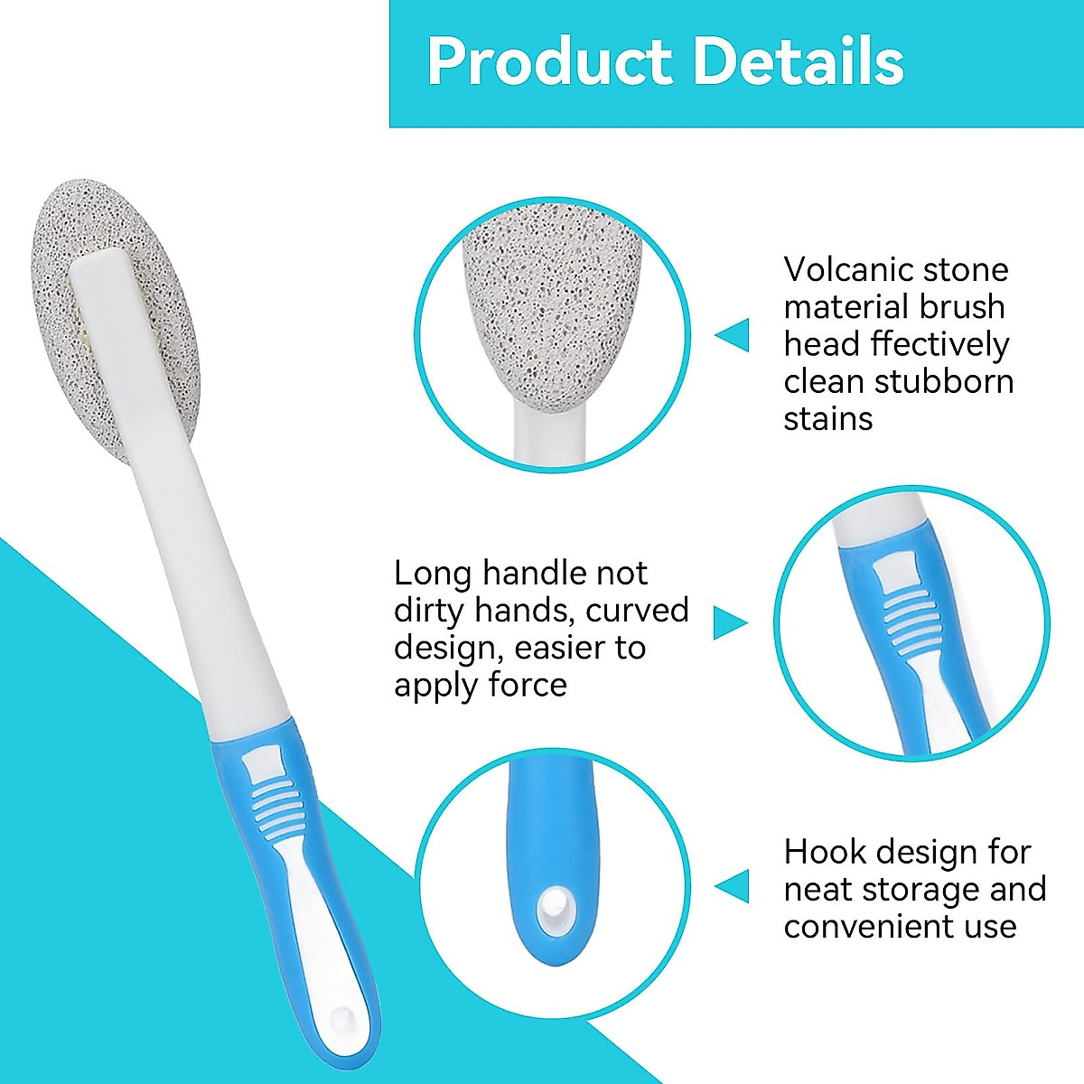 1PCS Toilet Cleaning Pumice Stone, Stains Hard Water Ring Remover Bathroom Cleaning Brushes Toilet Pumice Stone with Handle for Toilets, Bathtubs, Pool(1pcs)