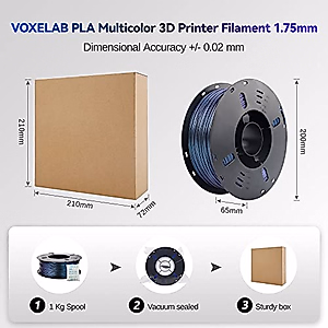 Voxelab 3D Printer Filament, 1.75mm PLA Multicolor Filament, Dimensional Accuracy +/- 0.02 mm, 3D Printing Material 1kg/ Spool, Compatible with FDM 3D Printer/Pen (Burnt Titanium)