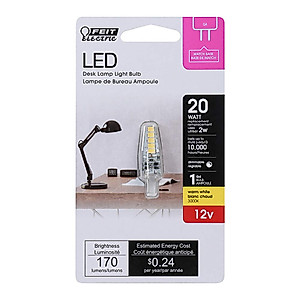 Feit Electric LED Capsule Specialty Light Bulb, 20W Equivalent, Dimmable, G4 Base, 3000K Warm White, 170 Lumens, Desk Lamp Light Bulbs with 10,000-Hour Lifetime, BP20G4/830/LED/6, 6-Pack