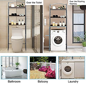 Giantex Over-The-Toilet Spacesaver 3-Tier W/Adjustable Shelves and Sturdy Metal, Easy Assembly Freestanding Bathroom Rack for Essentials Bathroom Storage Organizer Rack (Sliver)