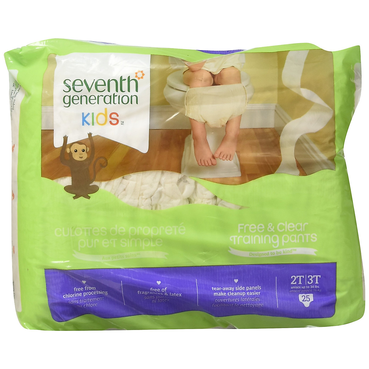 Seventh Generation Baby Free and Clear Training Pants 2T-3T -- 25 Training Pants