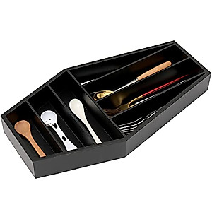 Coffin Silverware Organizer Kitchen Drawer Organizer Silverware Organizer for Organizer Makeup Drawer & Utensil Holder,Silverware, Flatware, Living Room-Gothic Theme Decor Coffin Shape Sliverware Tray