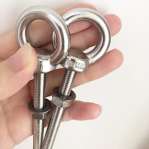 HYXXYY Stainless Steel Eye Bolt, 2pack M8 Shoulder Eye Bolts 5/16" X 3.15"with Nuts and Washer Thread Lifting Ring Eyebolt