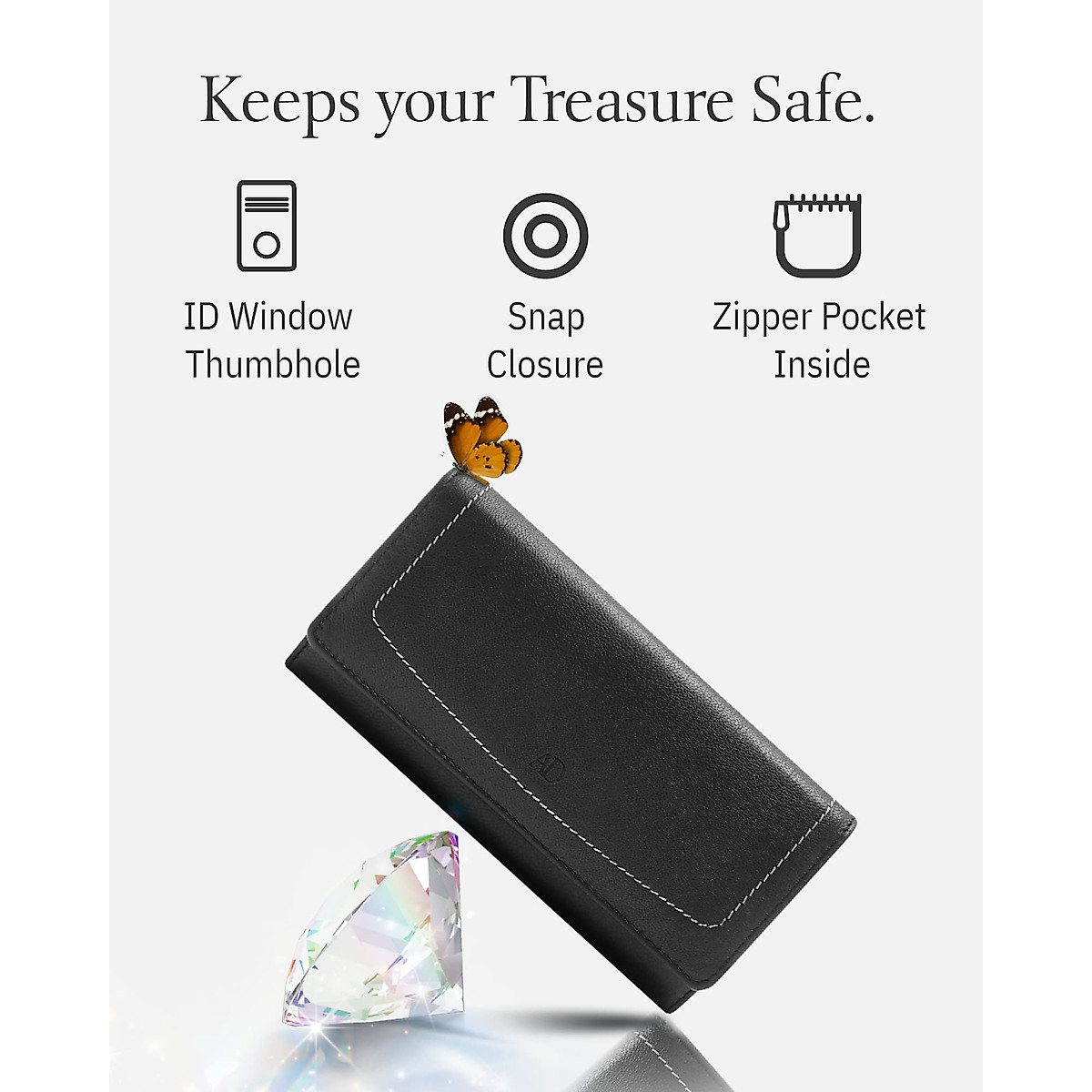 Leather Clutch RFID Wallets For Women - Big Womens Wallet Accordion Purse Organizer Zip Coin Pouch Gifts For Women