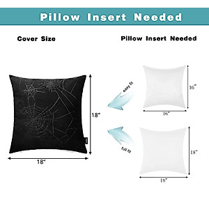 BLACKTHX Pack of 2 Decorative Throw Pillow Covers Black Gothic Pillowcase Velvet Soft for Couch Sofa Bedroom 18x18 Inches Black On Black Print