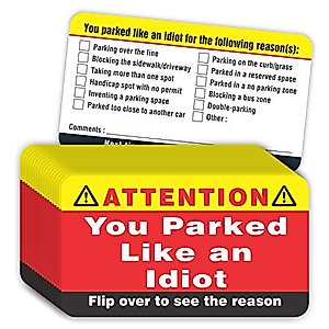 PARTH iMPEX You Parked Like an Idiot Business Cards (Pack of 100) Bad Parking Cards 3.5"x2" Multi Reasons Violation Stocking Stuffers for Adults