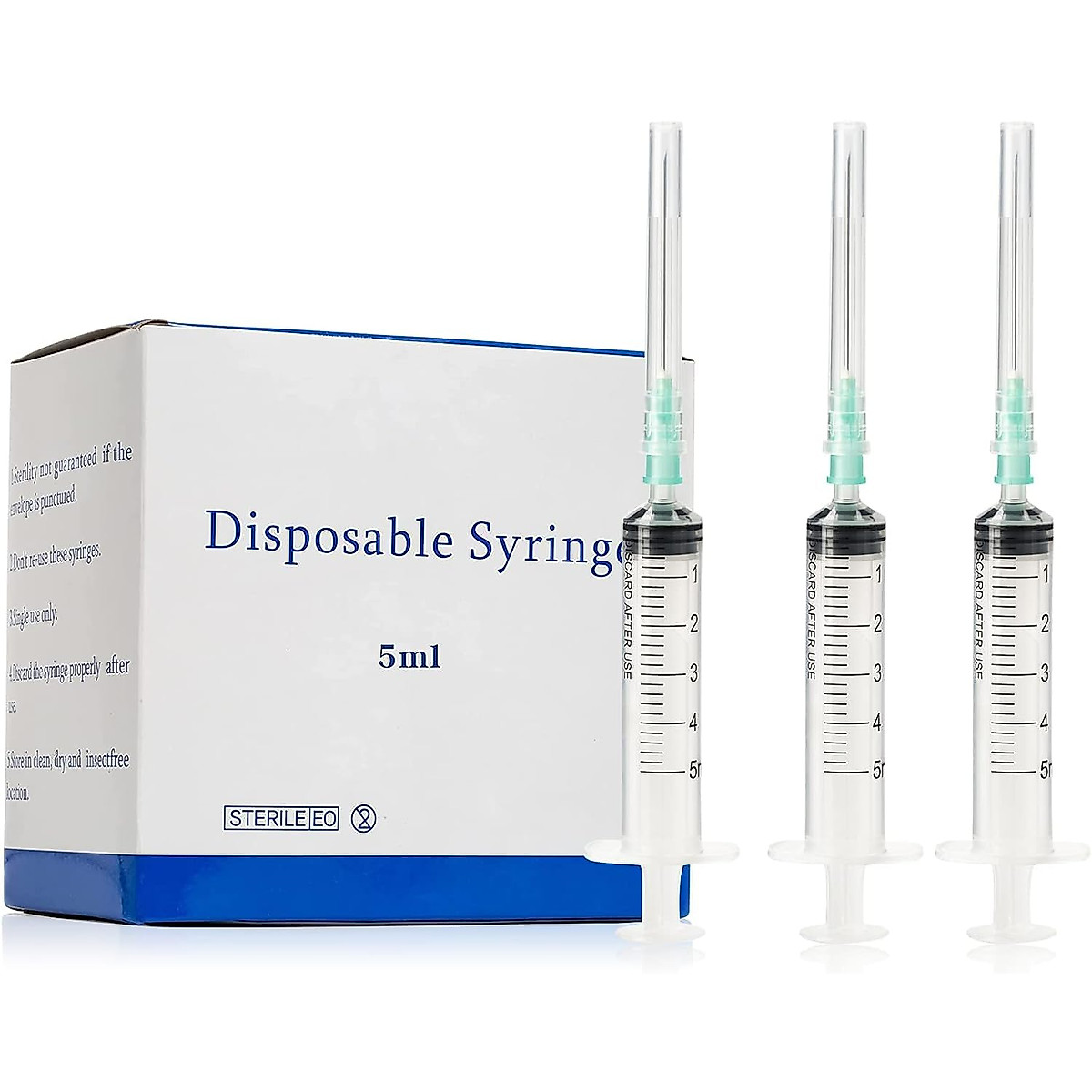 Disposable Sterile Lab Supplies 5ml Syringe with 21Ga 1.5inch Needle, Individually Packed 100Pack