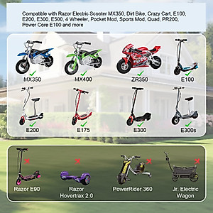 IBERLS Charger for Razor MX350 Scooter, Dirt Bike, E100, E200, E300, MX400 Dirt Rocket, Pocket Mod, Quad Dirt, Crazy Cart Battery Replacement Power Supply 24V Cord(6.6FT，LED)