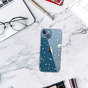 RANZ Compatible with iPhone 13 Mini Case, Anti-Scratch Shockproof Series Clear Hard PC+ TPU Bumper Protective Cover Case for iPhone 13 Mini (5.4") - Universe