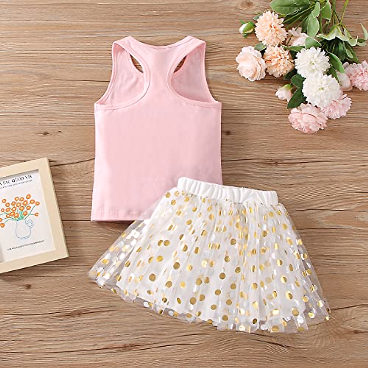 CBNRLOPOP Toddler Kids Baby Girls Outfits Birthday Princess T-Shirts Top Dot Bubble Tutu Skirt 2PCS Summer Dresses Set