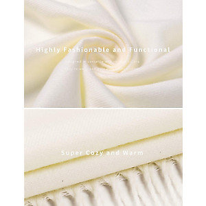 EASE LEAP Pashmina Scarfs for Women Silky Shawls and Wraps for Evening Dresses Soft Large Scarves Wedding Warm Stylish Solid Color, Ivory