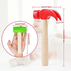 Waenerec 2pcs Toy Hammer Simulation Wooden Hammers Small Plastic Toddler Claw Hammer Portable Kids Maintenance Tools Toys Pretend Play Fake Mallet Hammer for Boys Girls