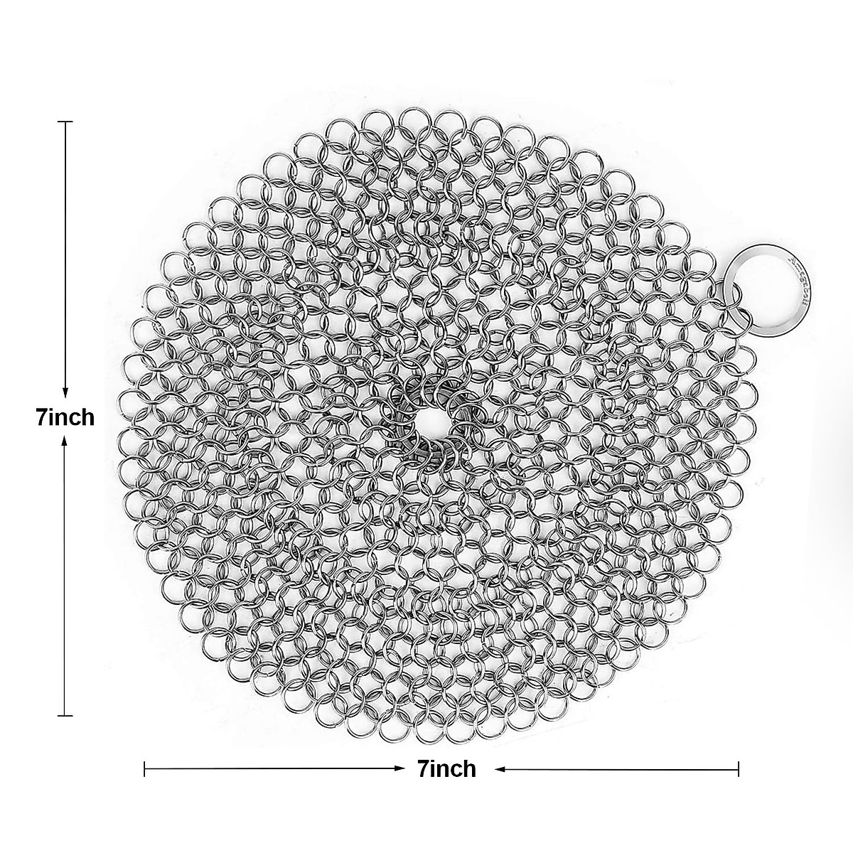 AMAGABELI GARDEN & HOME 7”x7” Cast Iron Cleaner 316 Stainless Steel Cast Iron Scrubber Chain Mail Scrubber Cast Iron for Pans Dutch Ovens Grills BG240