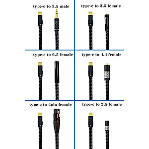 USB c Type c to 4.4 Female 4.4mm Balanced Headset Adapter Earplugs Audio Cable Headphone Kable for Android Phone mac ipad xiaomi Samsung (1.5ft)