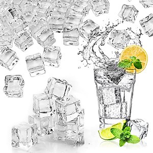 LYFJXX Fake Ice, Clear Fake Ice Cubes Acrylic, 17 mm 100 PCS Acrylic Decorative Ice Cubes for Photography Accessories Props Decoration Vase Fillers
