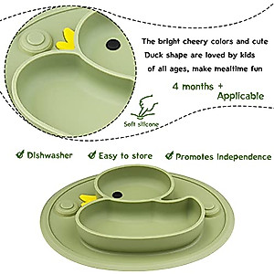 Lightening Corp Baby Plate Silicone Suction Toddler Plates, Divided Dishes for Toddler Kids, Self Feeding, BPA Free, Microwave and Dishwasher Safe (SP-21)