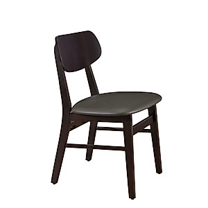 KoiHome 5-Piece Mid-Century Style Set Faux Leather, Seats up to 4, Wooden Table/Chair Frame for Dining Room, Restaurant, Kitchen (Wenge)