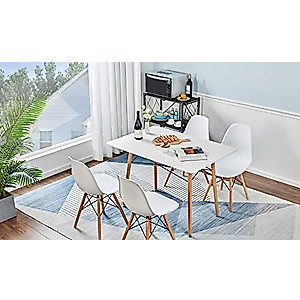 GreenForest Dining Table with Slick Top Wood Legs,Modern Mid Century Kitchen Table with Black Criss-Cross Metal Bars for Dining Room,Living Room,Small Spaces,44 x 30 Inch,White