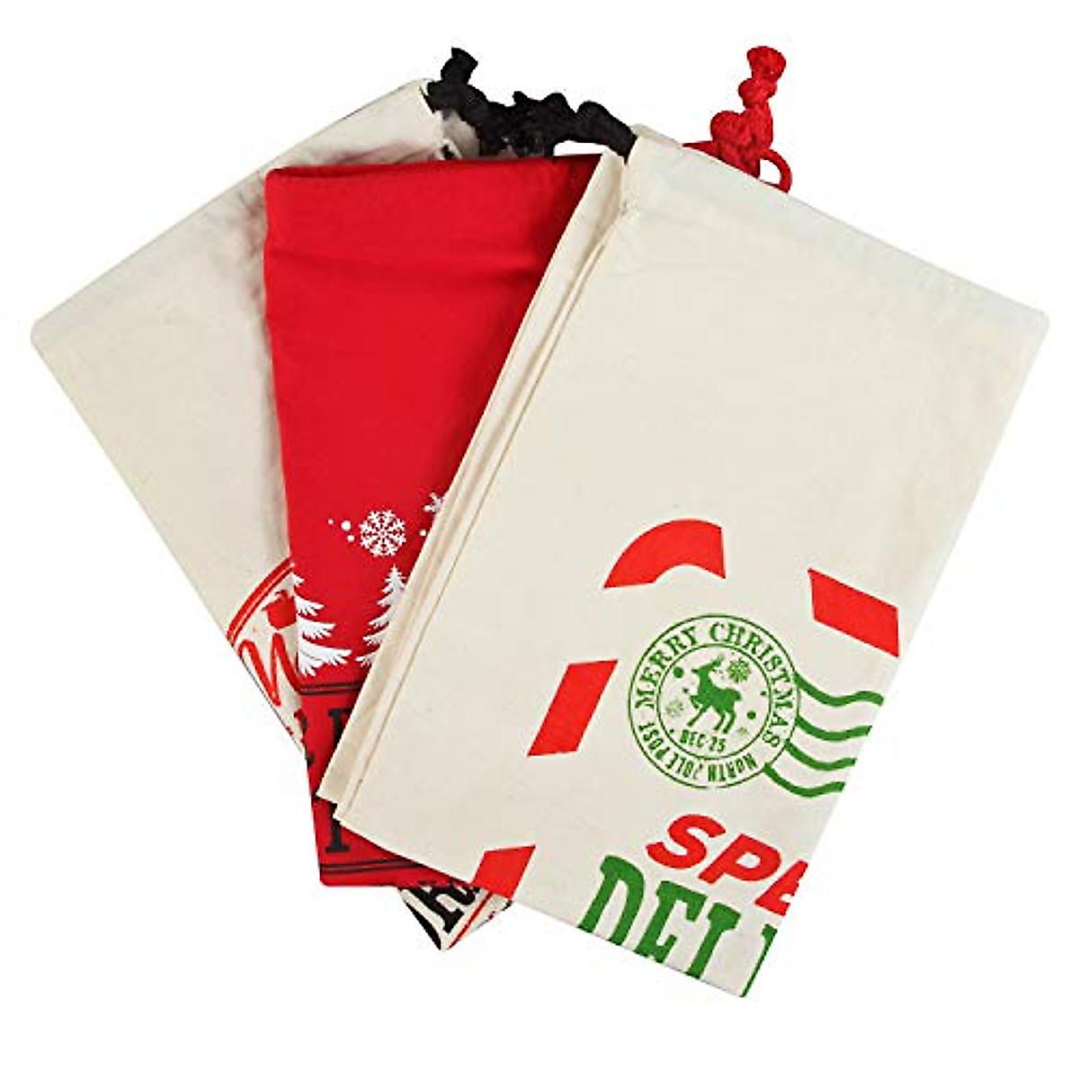 JOYIN 3 Packs Christmas Gift Bags, Santa Burlap Sack with Drawstring 26" x 19" for Large Xmas Package Storage, Event Party Supplies, Christmas Party Favors
