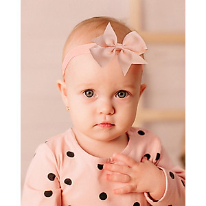 jollybows 40pcs Baby Girls Hair Bows Headbands Grosgrain Ribbon Hair Band Accessories for Infants Newborn Toddler (4In)