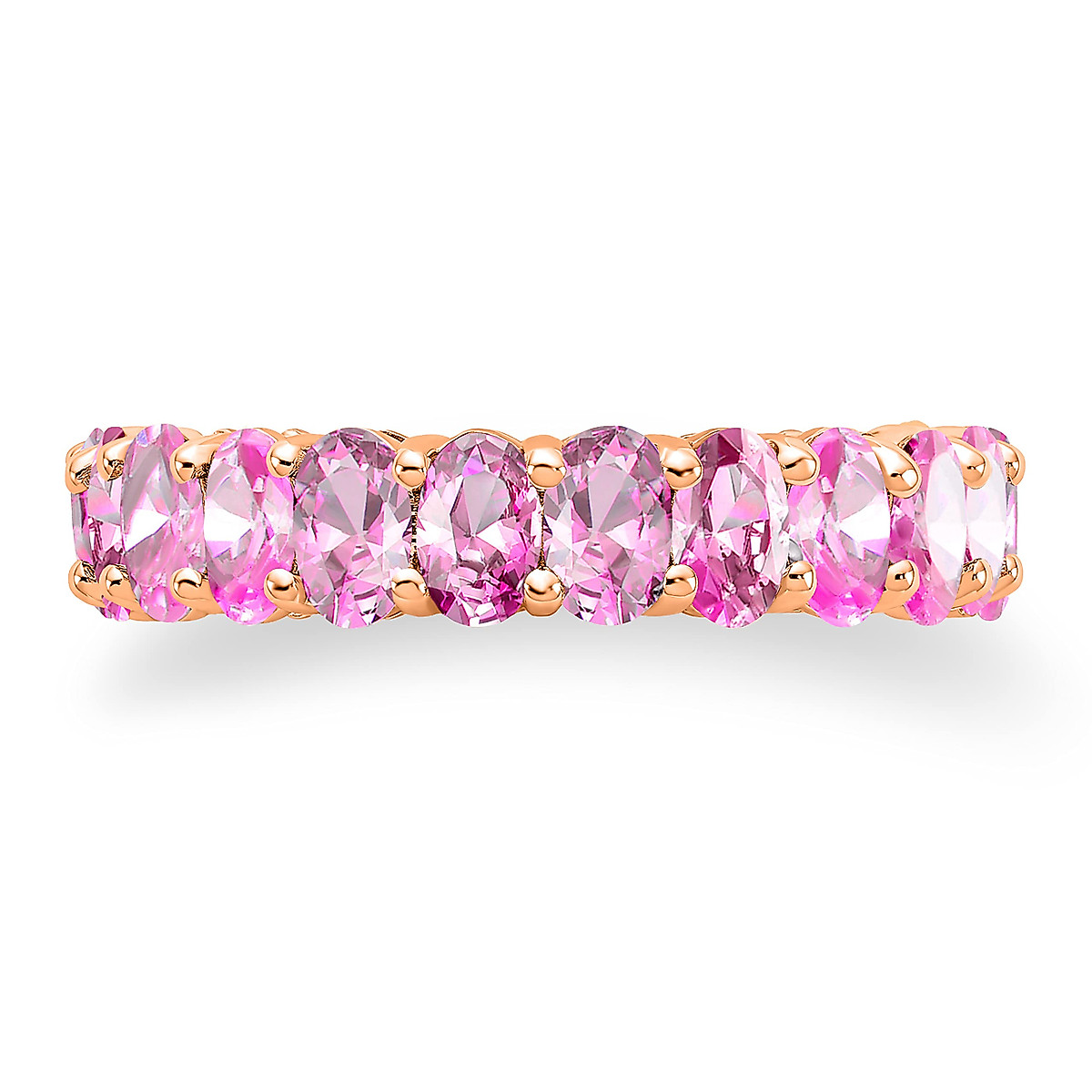 5.7ct Natural Pink Sapphire Eternity Ring 18kt Rose Gold Band for Women Size 4.5 to 8 | Ideal for Weddings, Engagement, Bridal Set, Valentine’s Day, Anniversary & Birthday Gift (4.5, Pink-Sapphire)