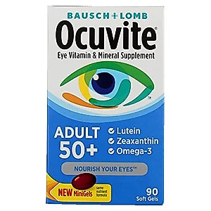 Bausch + Lomb Ocuvite Adult 50+ Eye Vitamin & Mineral Supplement Softgels 90 ea (Pack of 2)