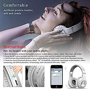 Bluedio Wireless Bluetooth V5.0 Stereo Headphones with Mic (HT Turbine White )