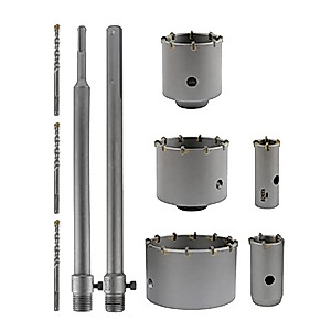 BINOTA Concrete Hole Saw, Kit 30 40 65 80 100 MM, Arbor SDS Plus and MAX 300mm, for Masonry Cement Wall Brick Sands Stone Sable-Rock Self-Leveling