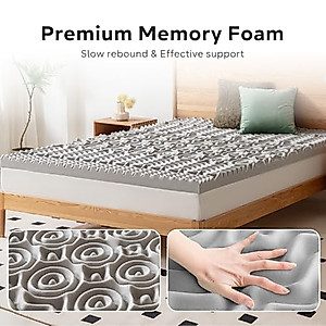 TRIPUB 3 Inch Mattress Topper, 5-Zone Bamboo Charcoal Infused Memory Foam Mattress Topper for King Size Bed & Pressure Relief, Ventilated Soft Bed Topper (Gray, King)