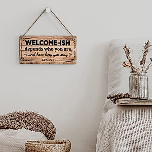 Rustic Welcome Wood Decor Sign, Front Door Printed Wood Sign Wall Art, Hanging Door Sign, Decorative Wood Sign Home Porch Decor 6" x 12"