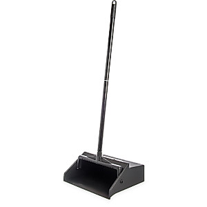 SPARTA Plastic Dust Pan, Upright Pan With 2 Piece Handle For Cleaning, 11 X 12 X 3.5 Inches, Black