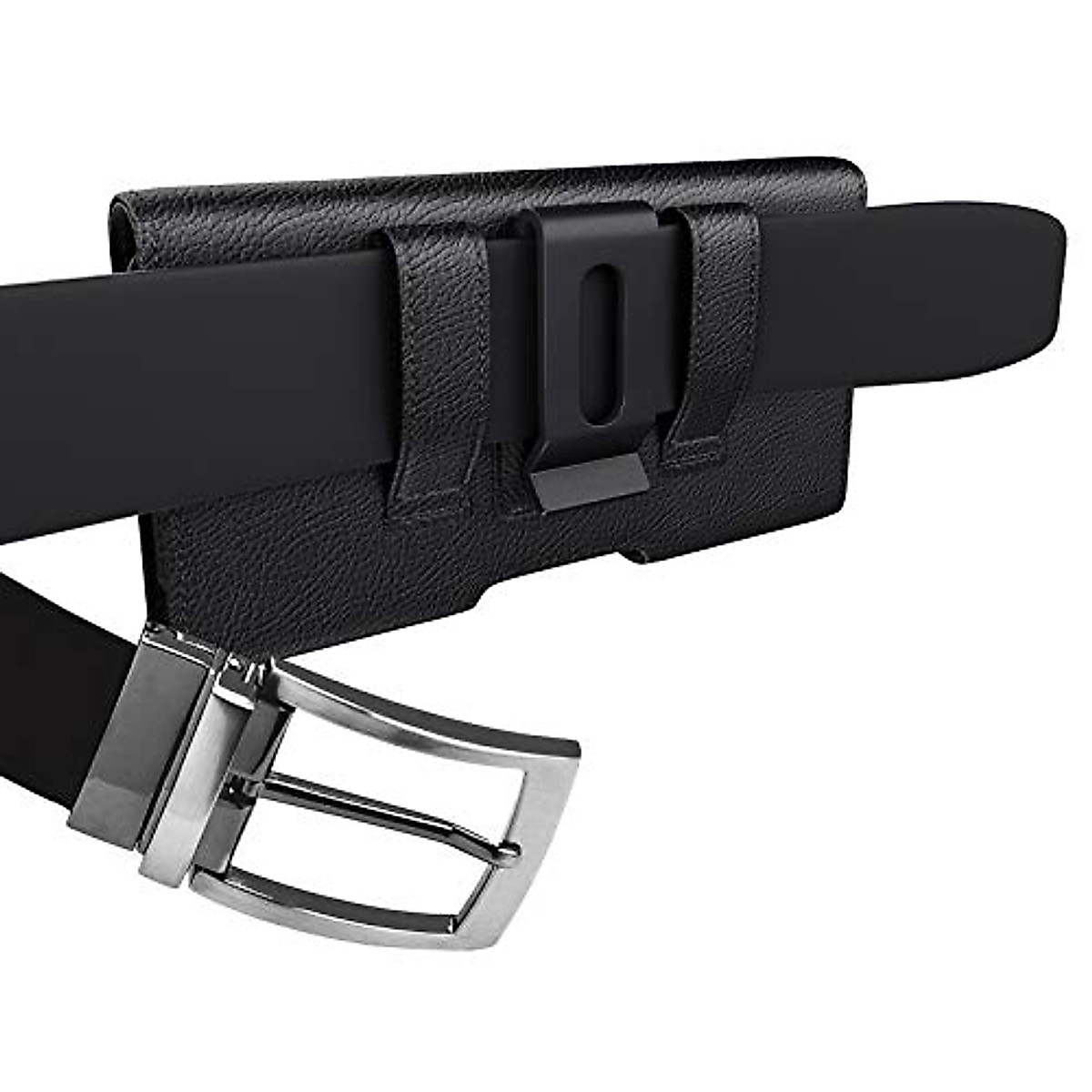 Meilib Holster for iPhone 15, 15 Pro 14, 14 Pro, 13, 13 Pro, 12, 12 Pro, Xs, XR, 11, 10, Cell Phone Belt Holder Case with Belt Clip ID Card Slot Pouch Cover (Fits Phone with Case on) Medium Black