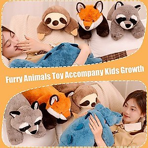 ELAINREN Furry Orange Red Fox Plush Soft Pillow, Big Lifelike Fox Stuffed Kawaii Orange Fox Plushie Animals Toy Gifts for Kids Children Boys Girls Xmas Birthday/23.6''