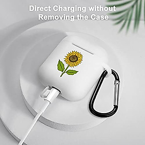 Sunflower Silicone AirPods Case Protective Cover Compatible with AirPods 2 & 1 with Keychain