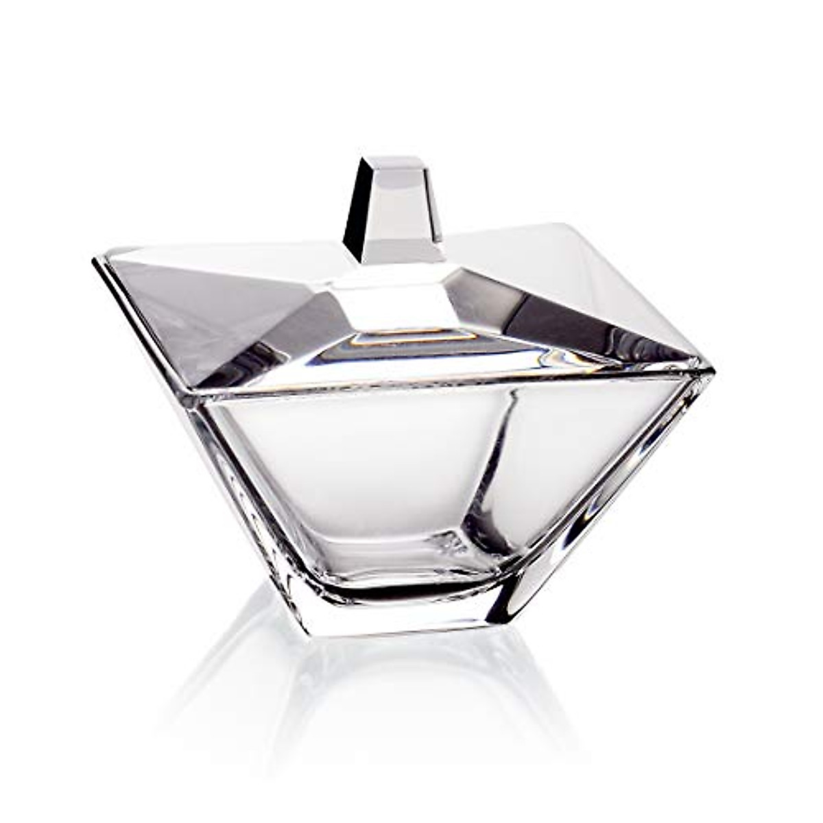 Barski - European Glass - Square - Covered - Candy - Nut - Chocolate - Jewelry - Box - 4.2" Diameter - Made in Europe
