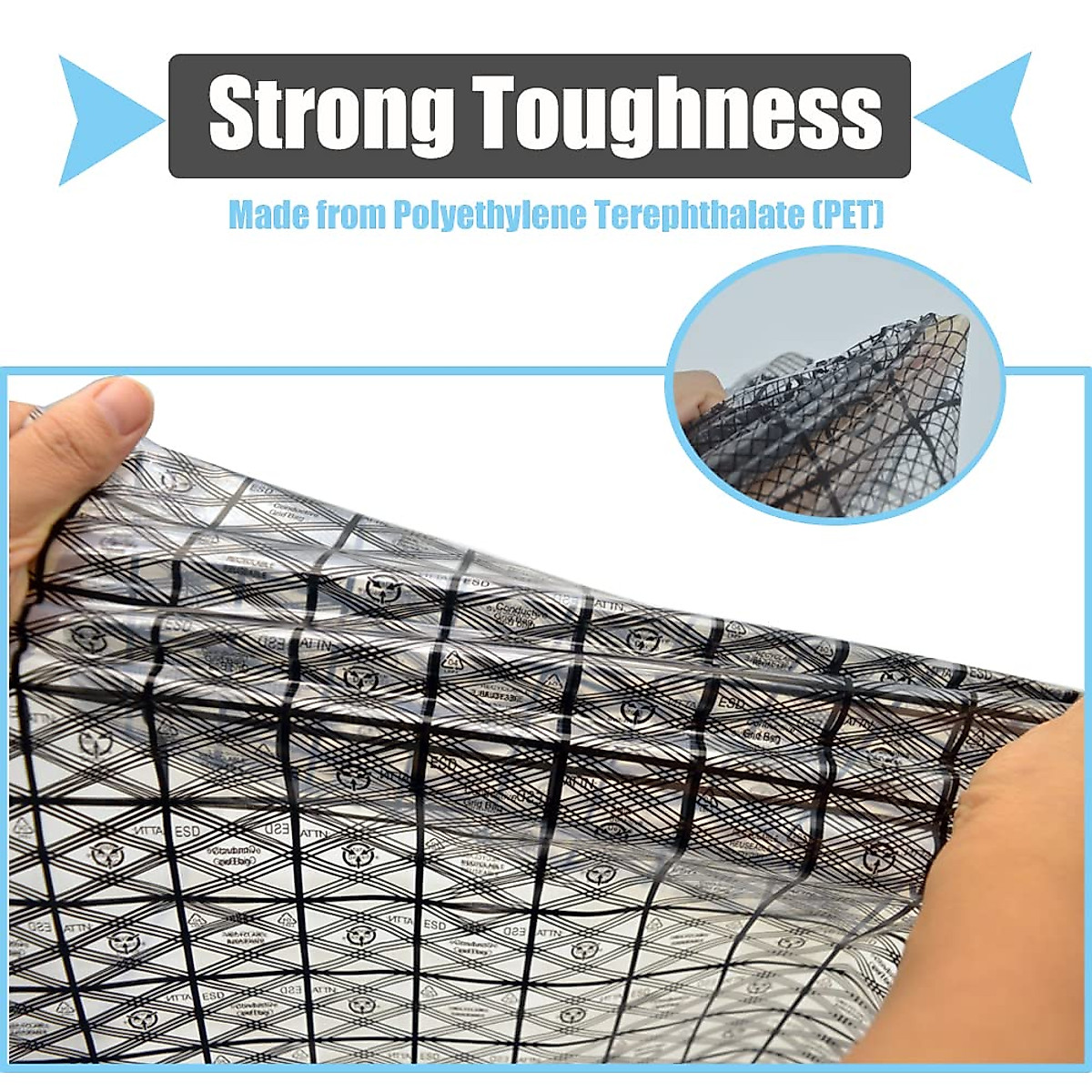 Daarcin Open Top Antistatic Bag,10pcs 12X16in/30x40cm Large ESD Anti Static Bags for Motherboard Video Card LCD Screen with Anti-Static Labels