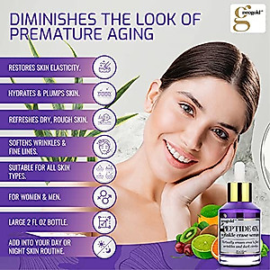 Neogold 6X Anti Aging Peptide Serum Moisturizer Skin Care Facial Oil Booster For Face, Wrinkles, Fine Lines, & Puffiness, Peptide Concentrate W/Collagen Plumps, Lifts, & Evens Skin Tone, 2 Fl Oz