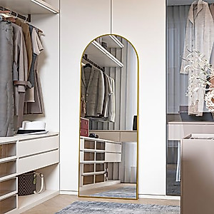 CONGUILIAO 65"x22" Arched Floor Mirror - Full Body Wall Mirror for Bedroom & Living Room, Gold
