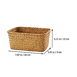 PATKAW Closet Organizers Seagrass Storage Baskets Water Hyacinth Storage Baskets Straw Seaweed Basket Handwoven Rattan Storage Basket Clothes Items Rectangular L Rattan Basket