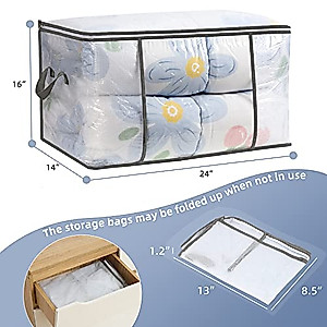 GACEI 3-Pack Large Capacity Clothes Storage Bag Organizer with Reinforced Handle Thick Nylon Material for Comforters, Blankets, Clothes, Foldable with Sturdy Zipper, 90L