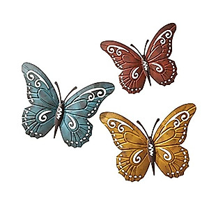 Superdream 3D Nature Inspired Metal Butterfly DIY Decorative Wall Art Trio Hang Indoors or Outdoors