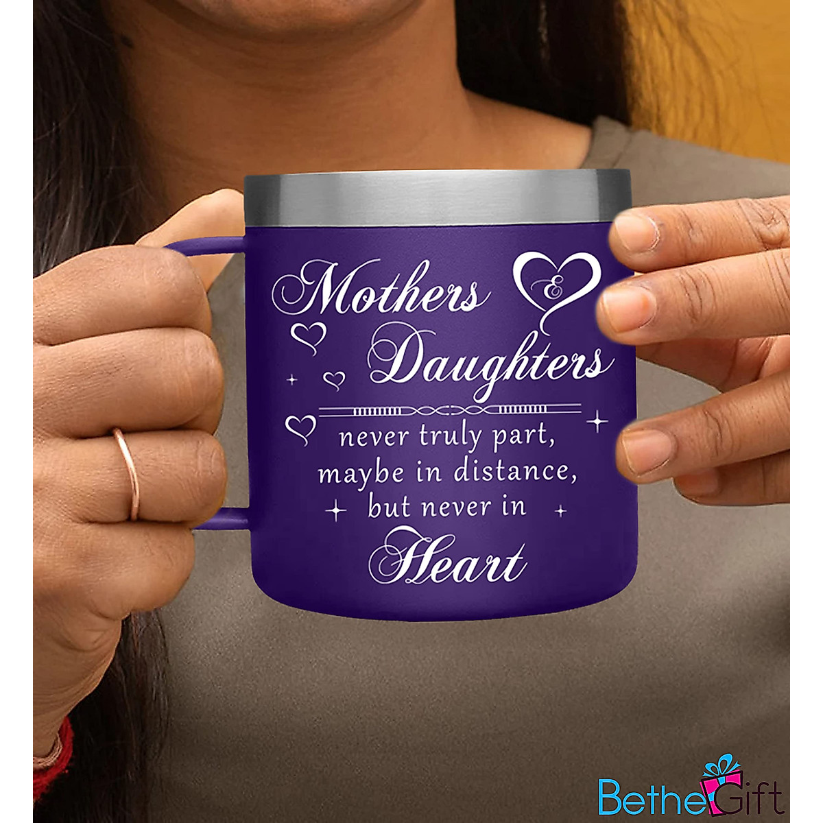 BETHEGIFT Mothers Day Gifts for Daughter, Mom - Gifts for Daughter from Mom - Daughter Gifts Ideas - Gifts for Mom Birthday - Gifts from Daughter on Mothers Day, Present for Mom 14oz, Purple